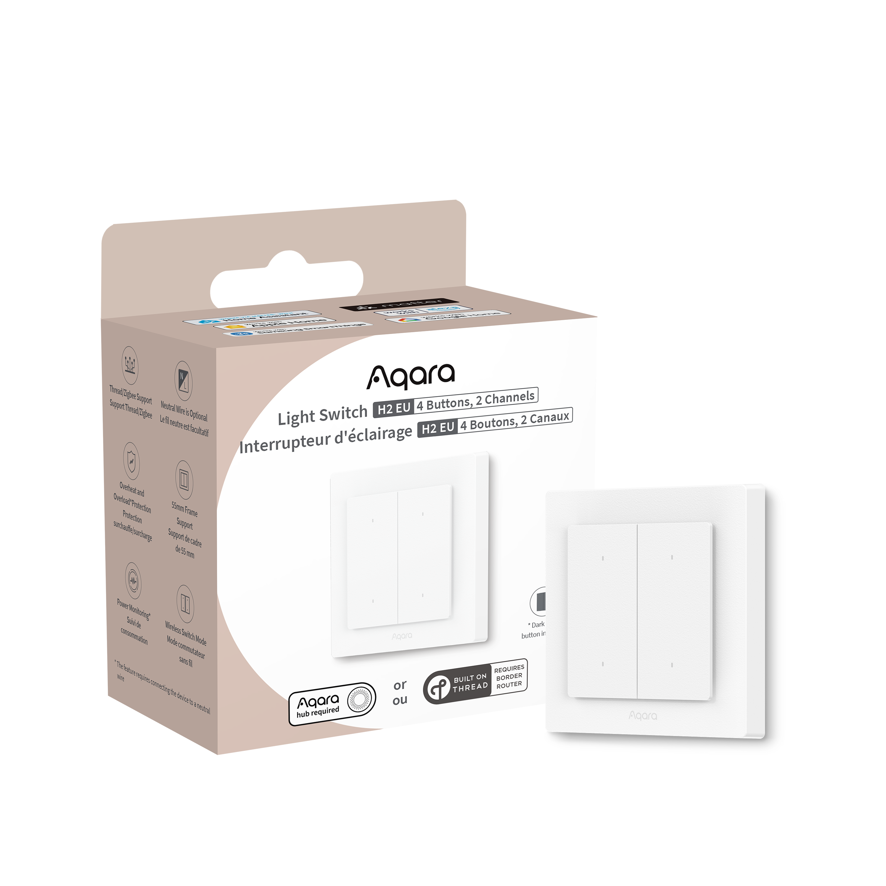 Light Switch H2 EU (4 Buttons, 2 Channels) – Aqara Parterships